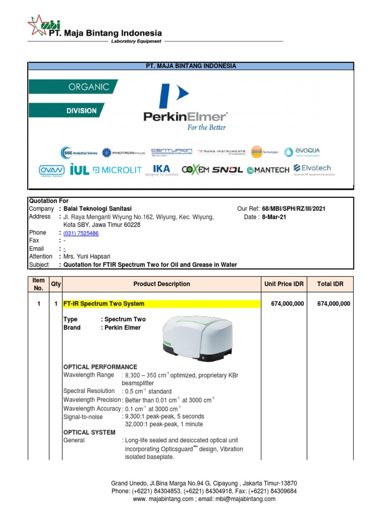 BaTekSan - FTIR Spectrum Two Oil and Grease in Water - Perkin Elmer | PDF