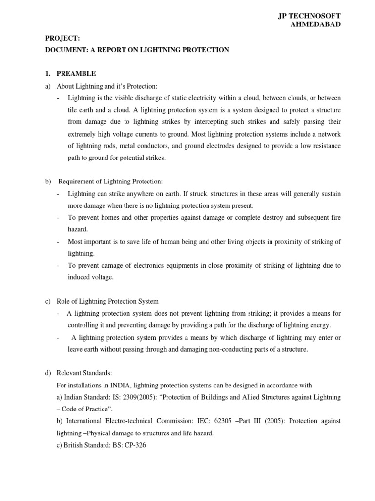 Lightning Protection Report Lightning Building Engineering