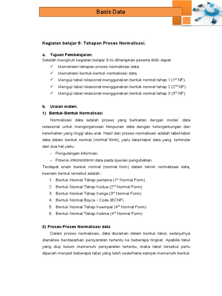 Modul 9 Tahapan Proses Normalisasi. | PDF