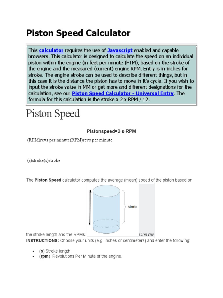 Piston Speed | PDF