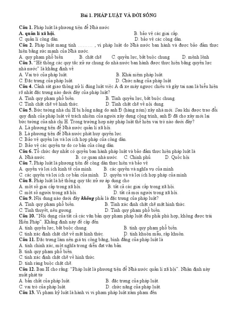 ĐỀ CƯƠNG TRẮC NGHIỆM KHỐI 12 HK1 | PDF