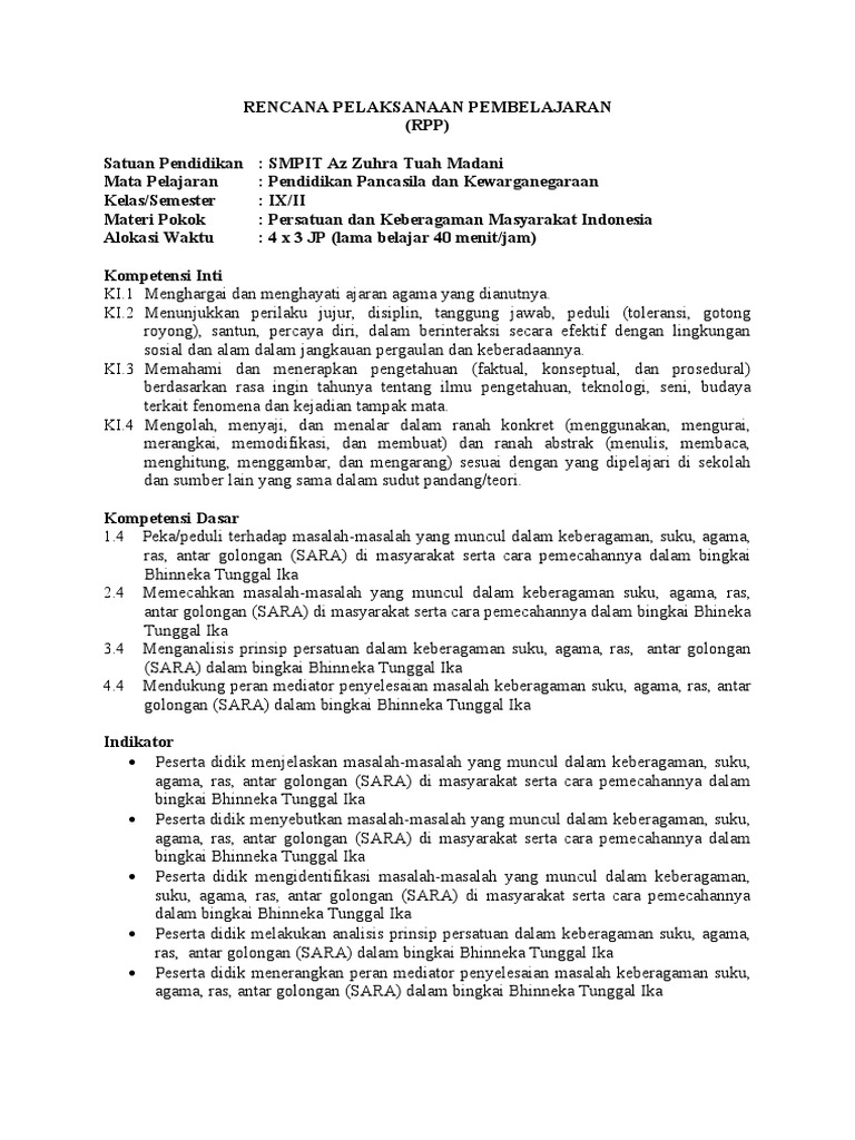 RPP Bab 4 PKN SMP Ix | PDF