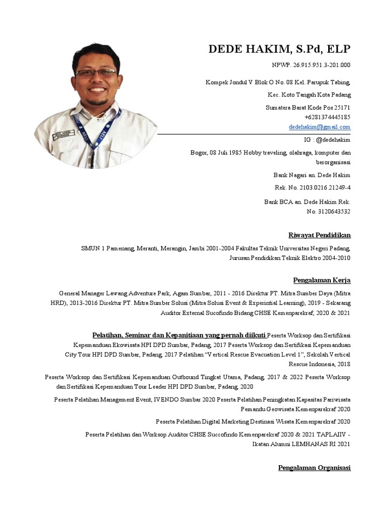 CV. Dede Hakim 2022 New Ok | PDF