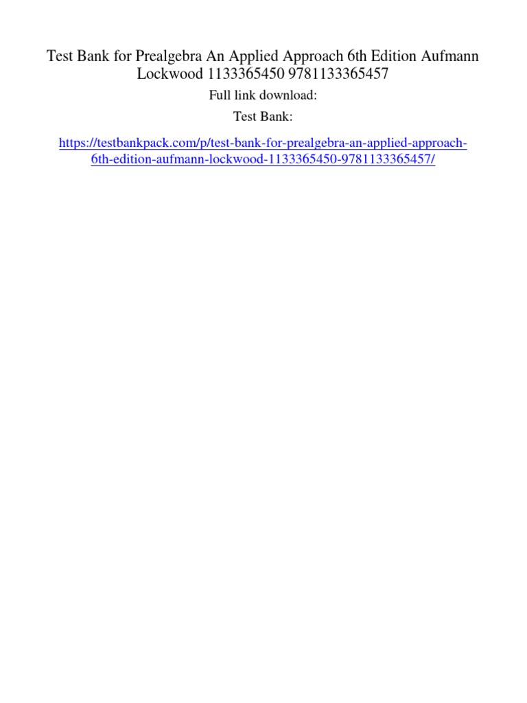 Prealgebra An Applied Approach 6th Edition Aufmann Lockwood Test Bank ...