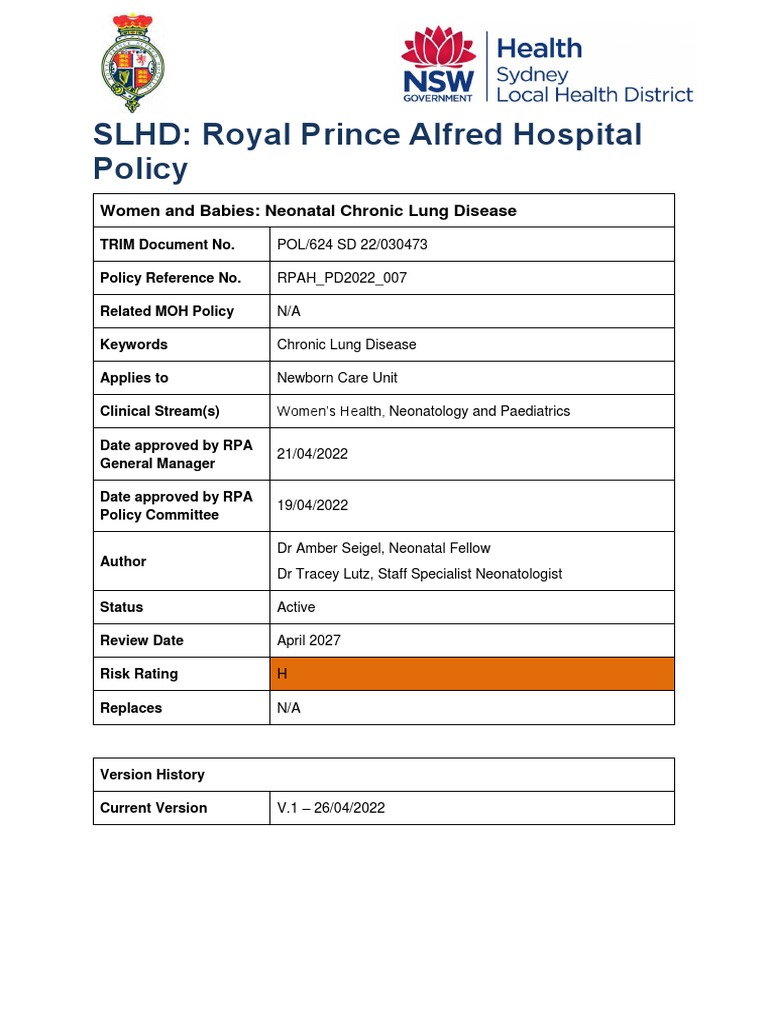 Chronic Lung Disease RPAH PD2022 007 | PDF