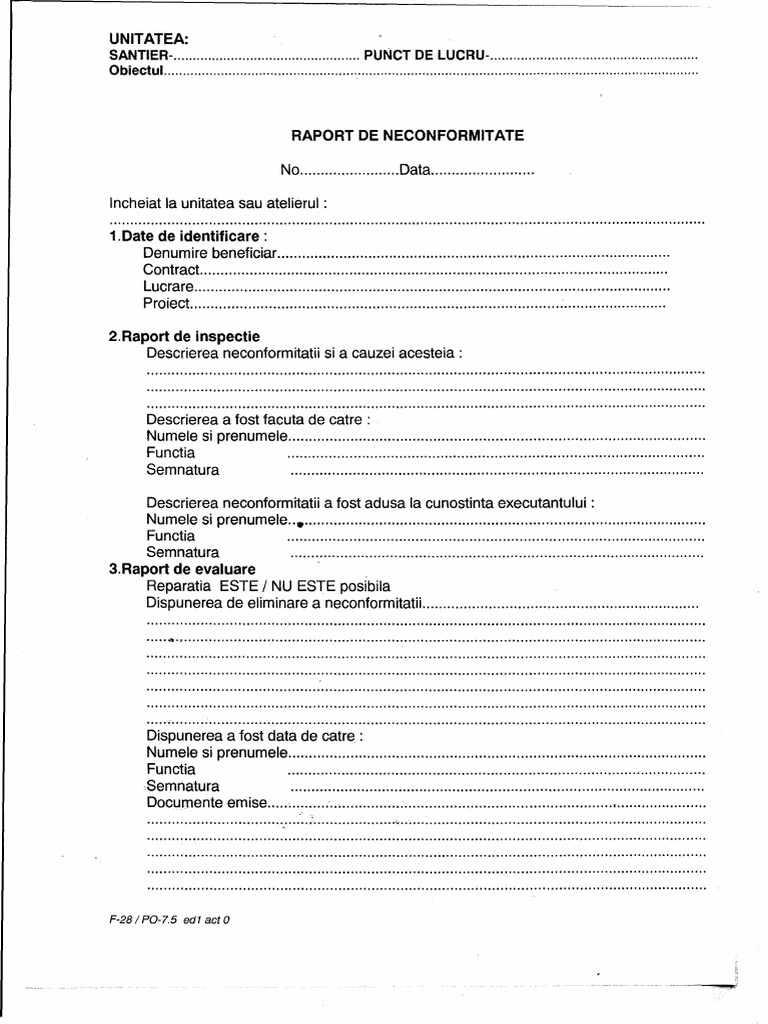 raport de neconformitate | PDF
