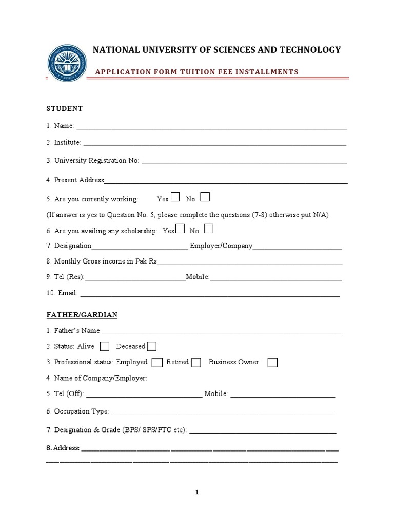 Fee Installment Form - S3H | PDF | Career & Growth | Business