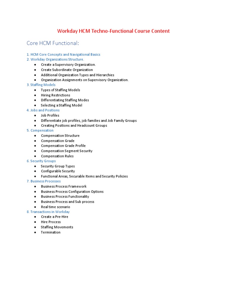 Workday HCM Techno Functional Content N PDF | PDF