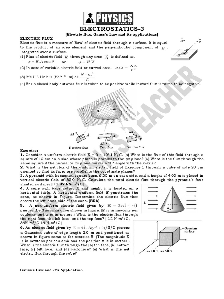 Gauss's Law & Electric Flux Basics | PDF | Flux | Sphere