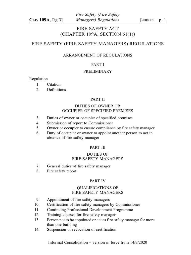 Fire Safety (Fire Safety Managers) Regulations | PDF