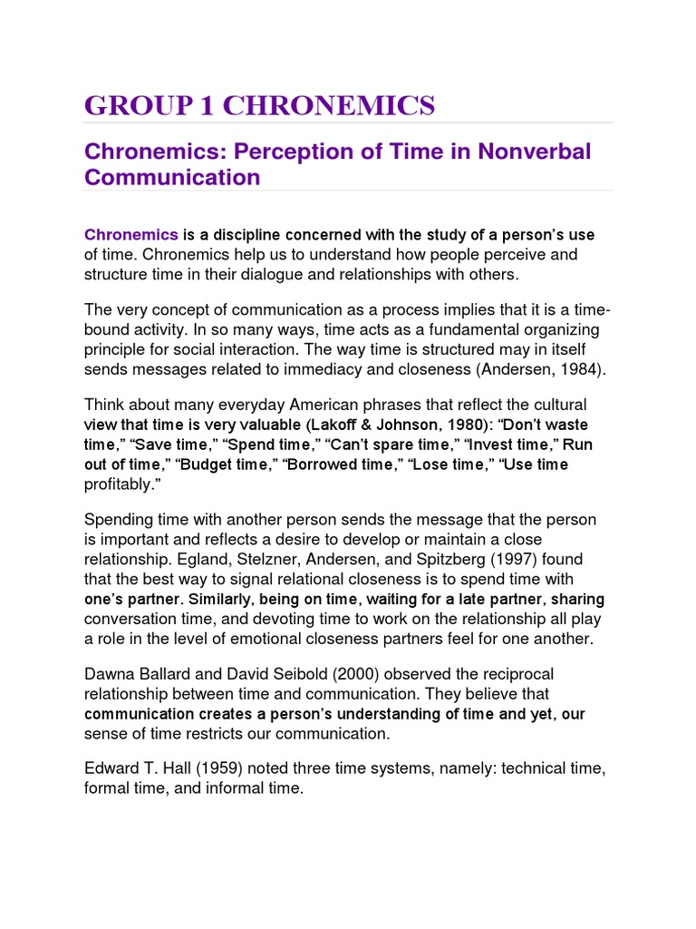 Chronemics, Haptics, Kinesics Proxemics | PDF