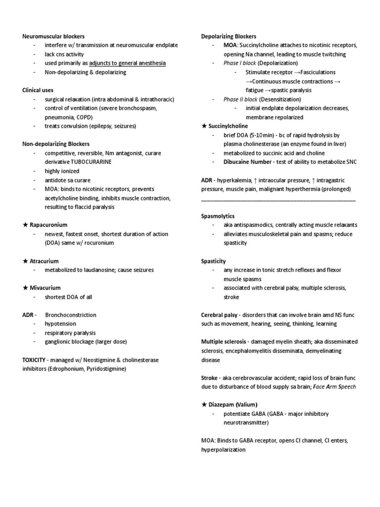 Phase I Block (Depolarization) | PDF