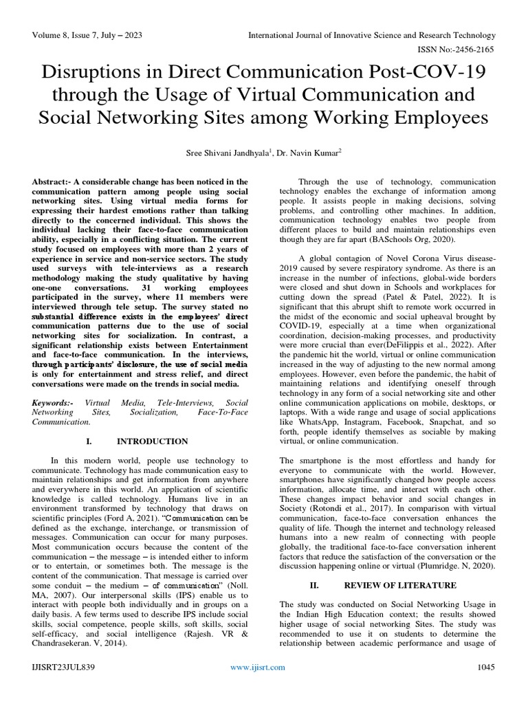 Post-COVID Virtual Communication Impact | PDF | Social Science