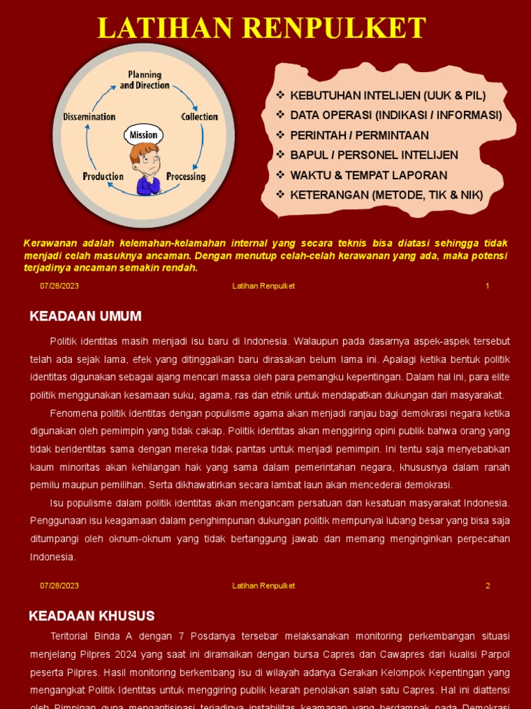 Latihan Renpulket Dasar Intelijen 2023 | PDF