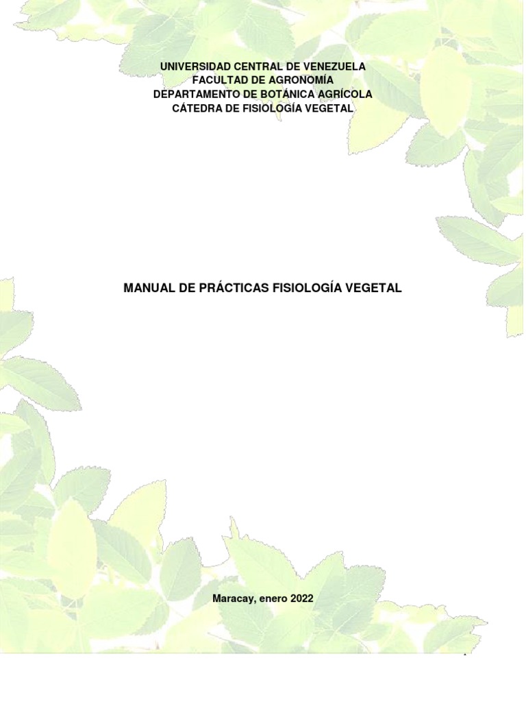 Manual de Procedimiento para Las Practicas de Fisiología Vegetal 2022 | PDF | Auxina | Hoja