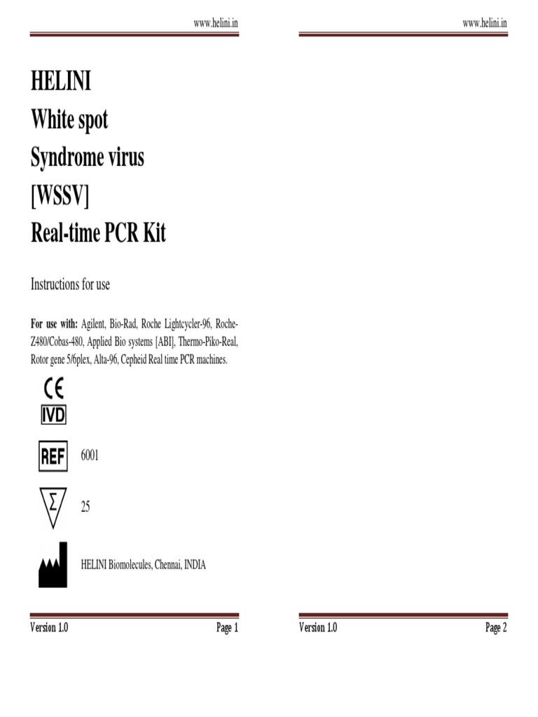 Helini Wssv Real-time Pcr Kit | PDF
