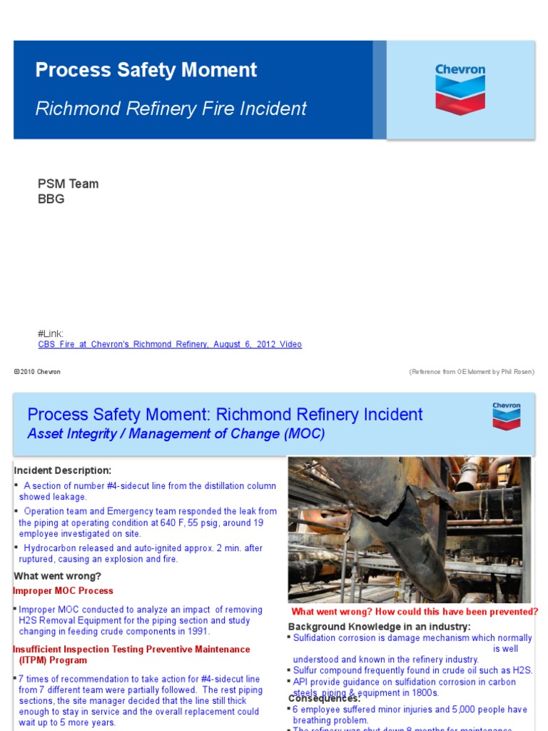 Chevron Process Safety Moment No.5 | PDF