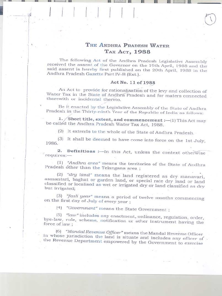 Water Tax Act, 1988 | PDF