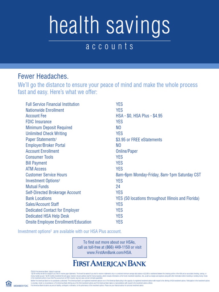 First American Bank HSA Overview | PDF