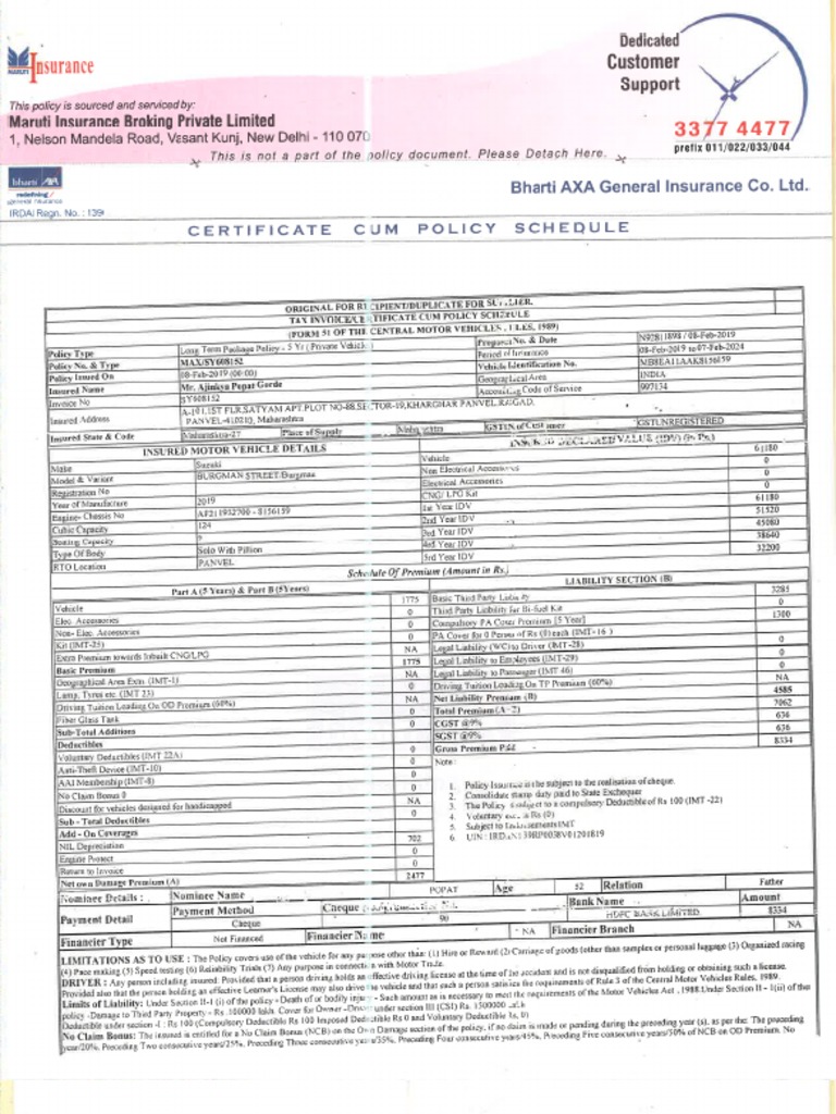 Insurance certificate | PDF