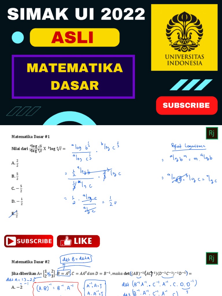 Soal dan Pembahasan Matematika Dasar SIMAK UI | PDF