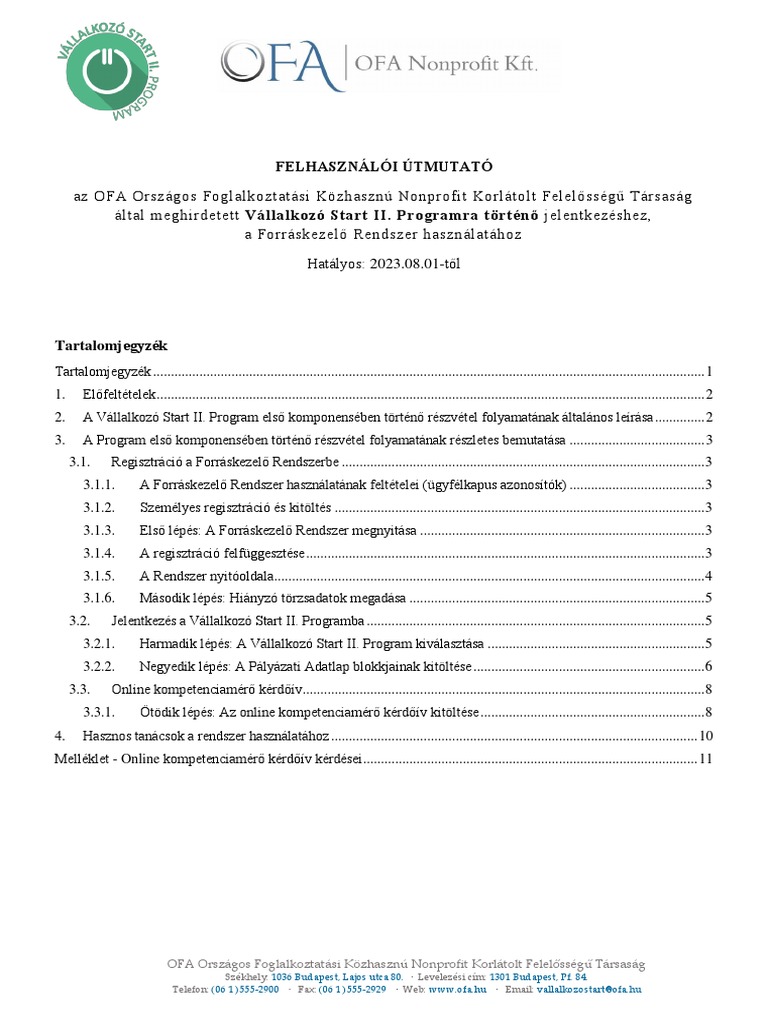 Felhasznaloi Utmutato OFA-FKR | PDF