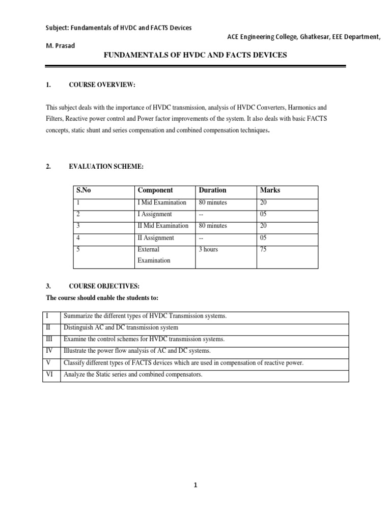IV EEE Final 5 Units COURSE - OVERVIEW | PDF | High Voltage Direct ...