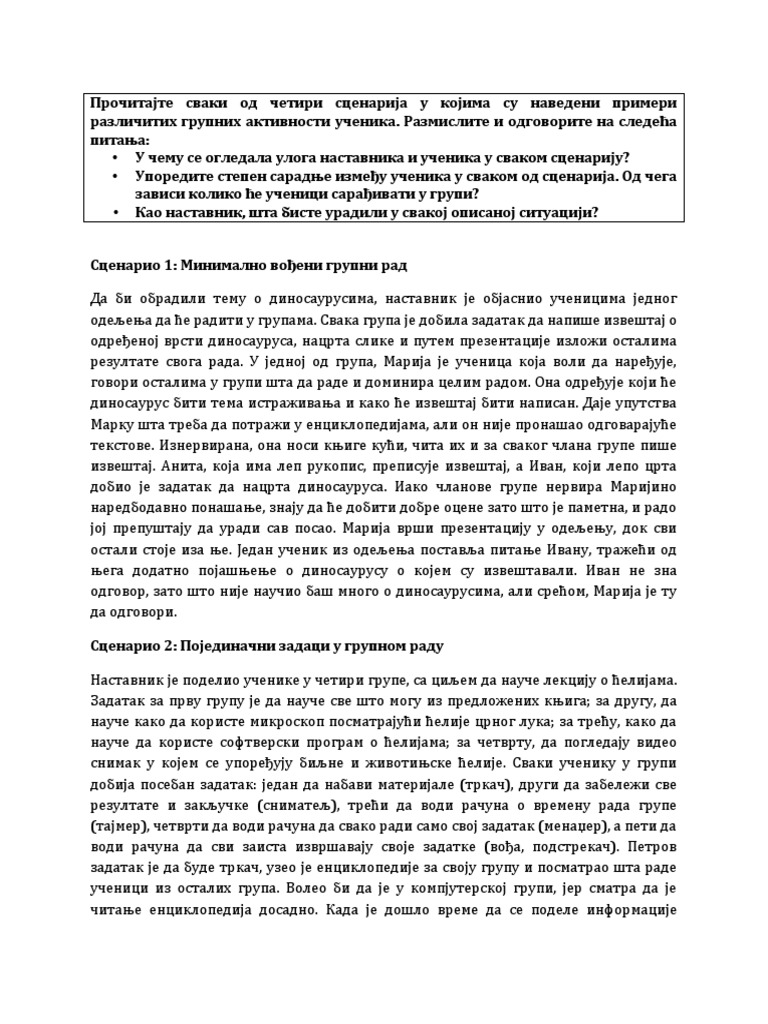 Grupni Rad - Scenariji | PDF