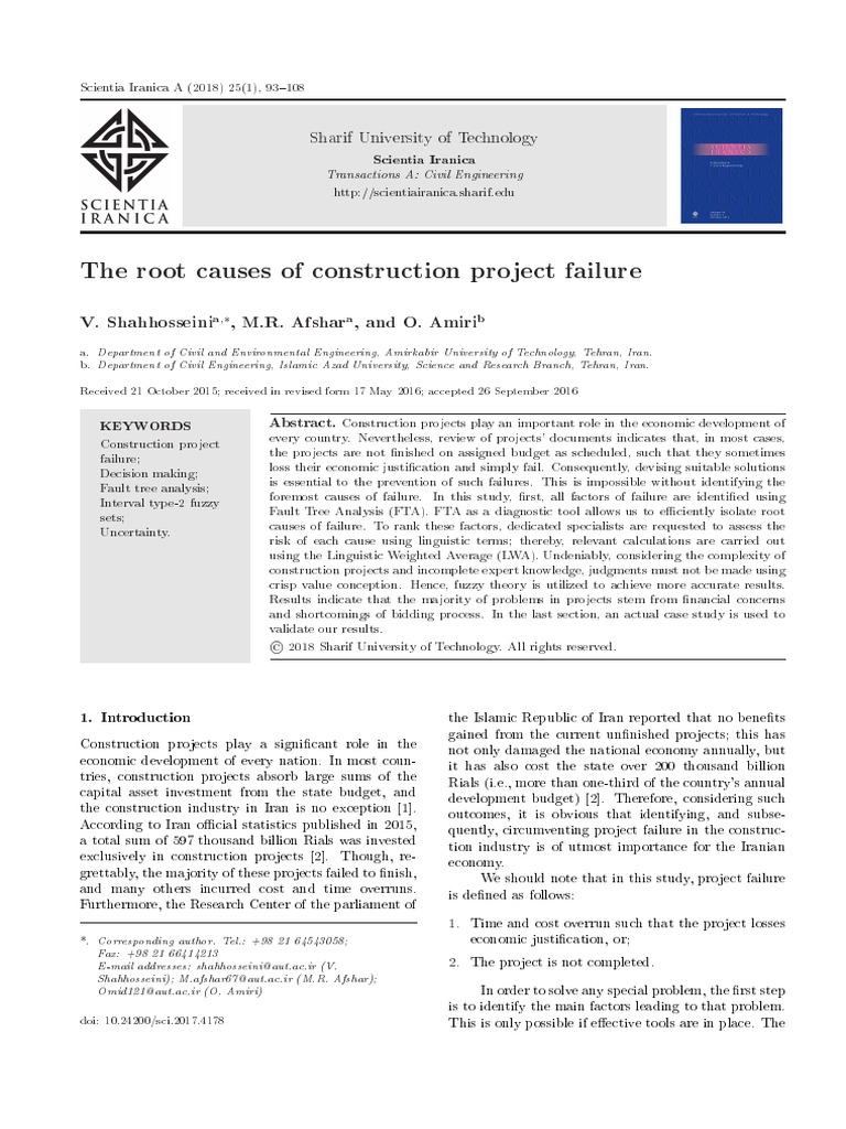 6) The Root Causes of Construction Project Failure | PDF | Business ...