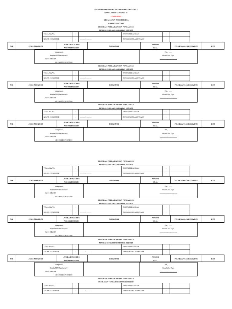 Program Perbaikan Dan Pengayaan Us | PDF