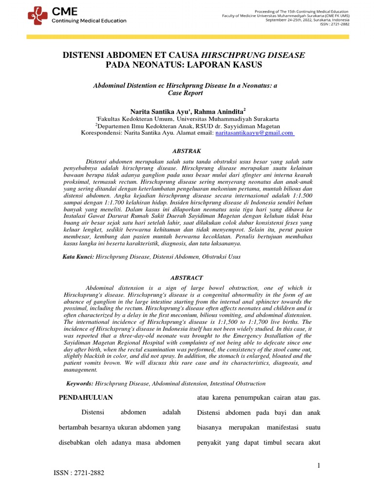 Distensi Abdomen Et Causa Hirschprung Disease | PDF