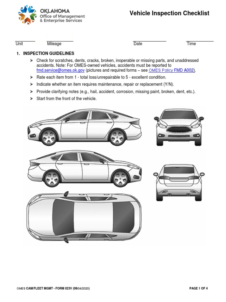Vehicle Inspection Checklist Form | PDF