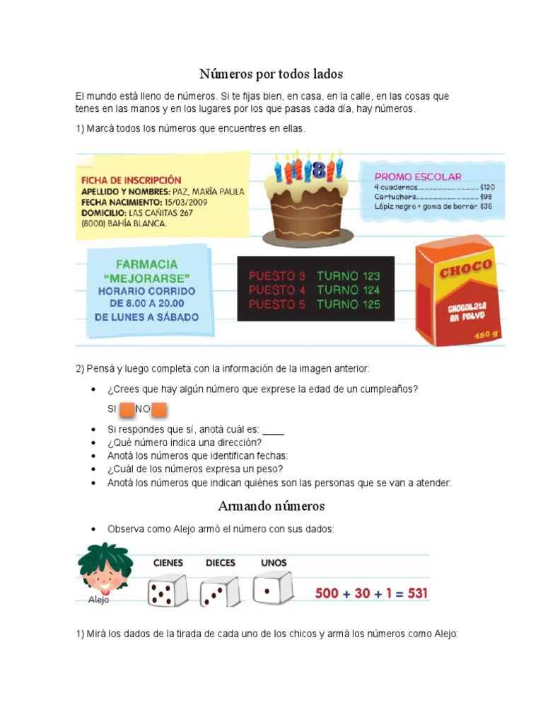 Actividades de Números para Primer Grado | PDF