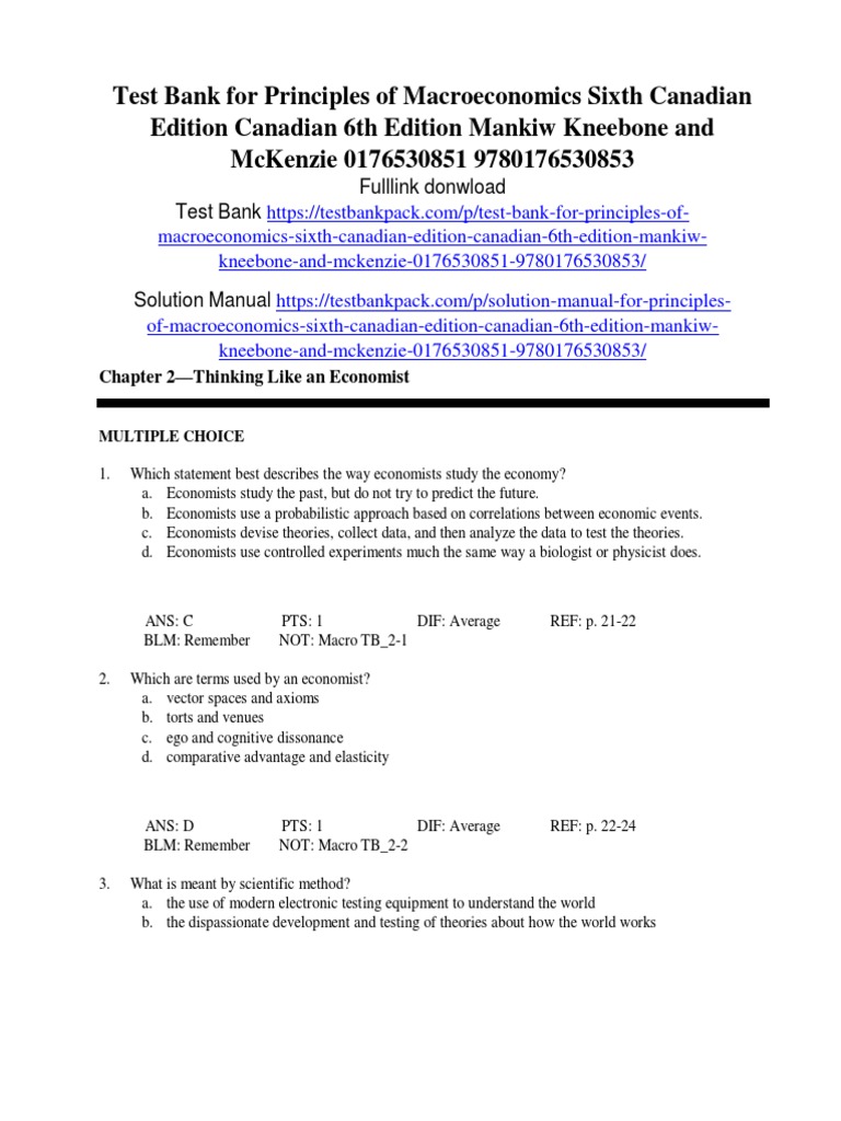 Principles of Macroeconomics Sixth Canadian Edition Canadian 6th ...