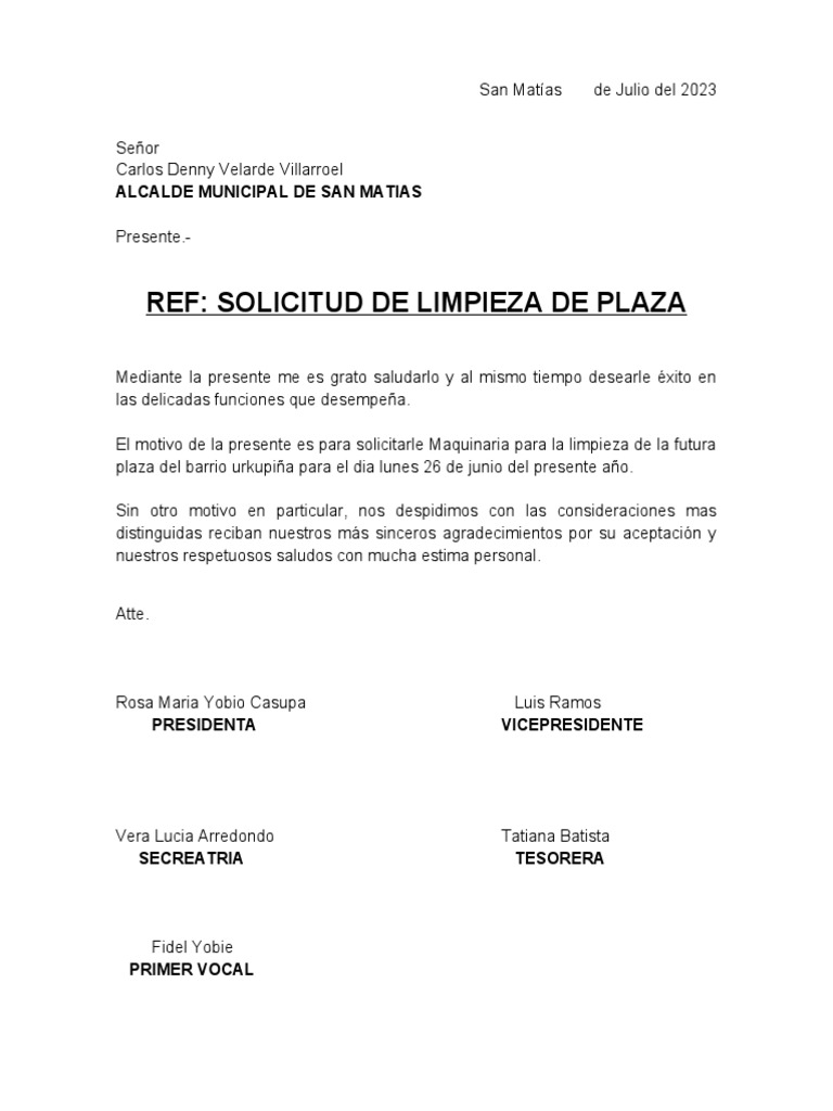 Carta de Solicitud Barrio Urkupiña | PDF