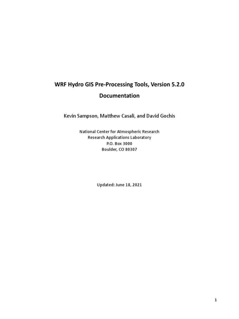 WRFHydro GIS Preprocessor v5 2 0 | PDF
