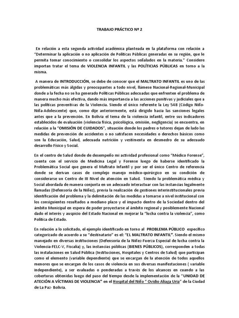 Trabajo Práctico #2 | PDF | Abuso infantil | Violencia