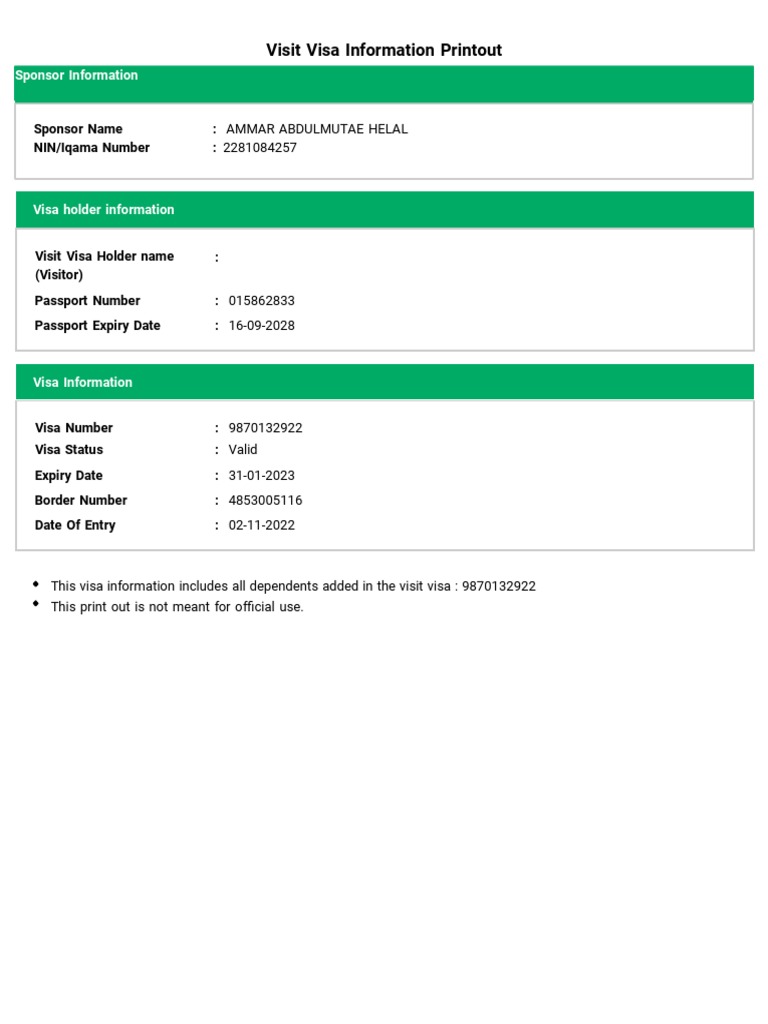 Wael Helal's Visa | PDF