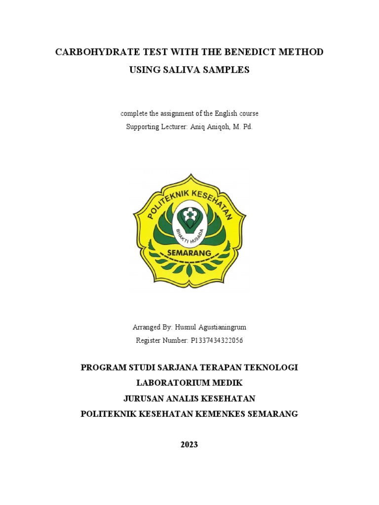 CARBOHYDRATE TEST WITH THE BENEDICT METHOD USING SALIVA SAMPLES | PDF