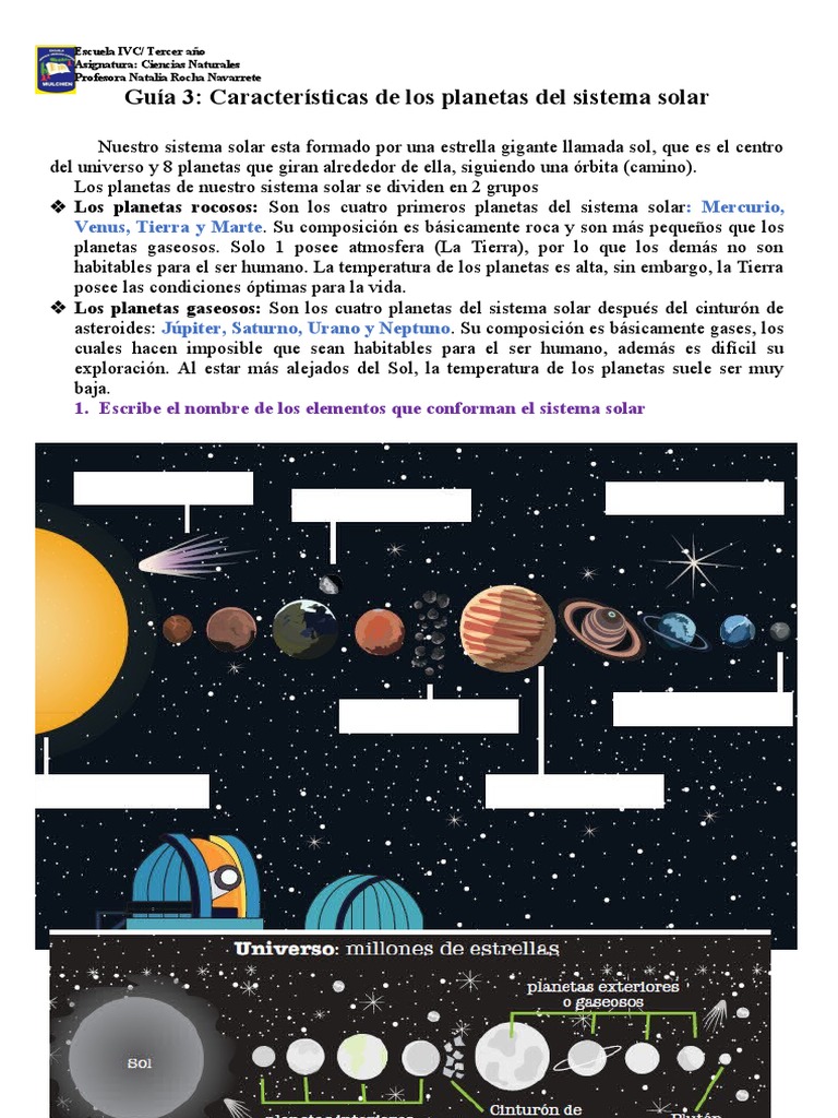 GUIA 3 - Caracteristicas Del Sistema Solar | PDF
