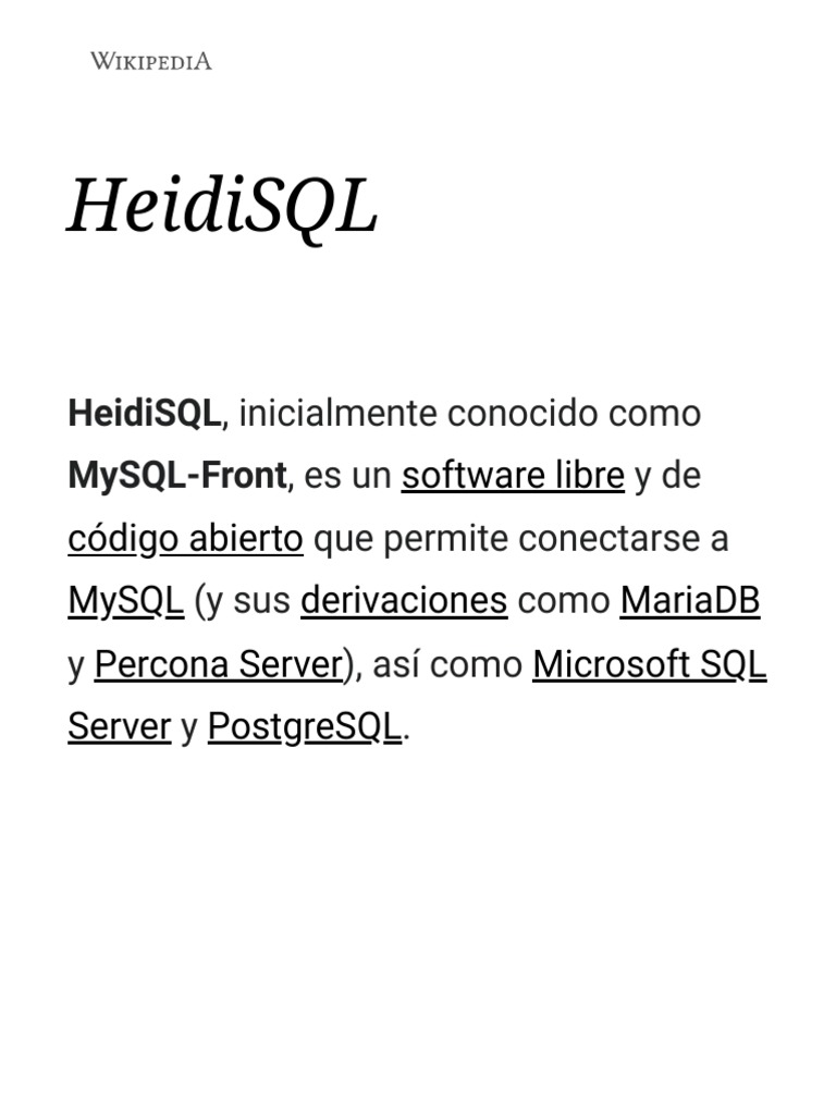 Heidi SQL | PDF | Mi sql | Ciencias de la Computación