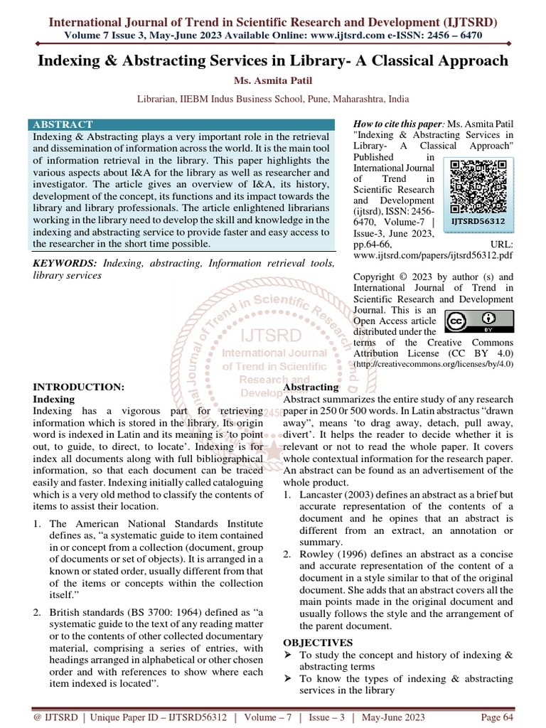 Indexing and Abstracting Services in Library A Classical Approach | PDF ...