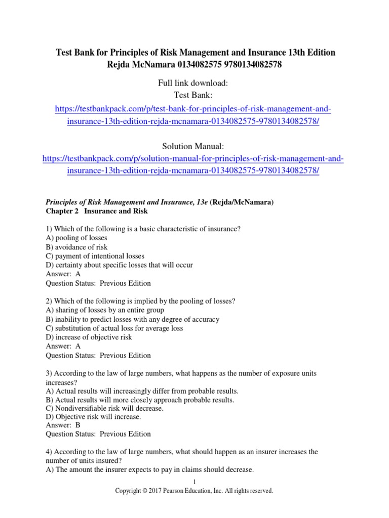 Principles of Risk Management and Insurance 13th Edition Rejda McNamara ...