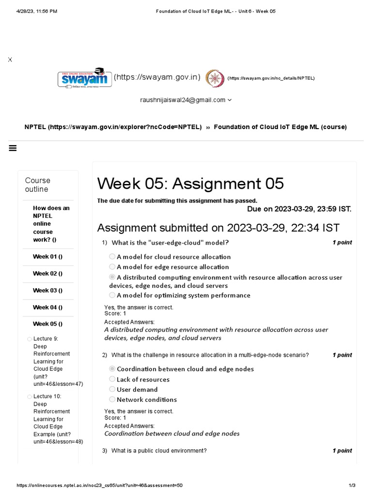 Foundation of Cloud IoT Edge ML - Unit 6 - Week 05 | PDF | Cloud Computing | Amazon Web Services