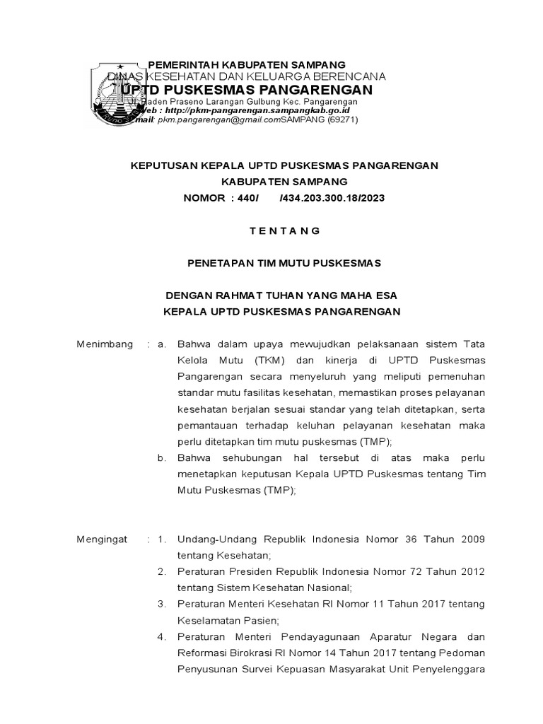 BAB 5 EP 1 SK Tim Mutu Puskesmas-New23 | PDF