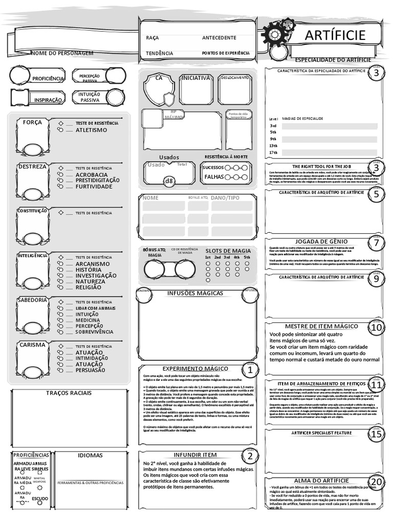 456029-Character Sheet Artificer Editable | PDF