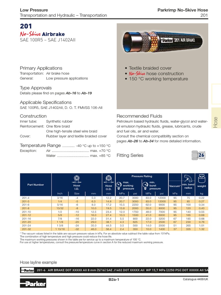 Mangueira Parker 201 - SAE 100R5 | PDF | Pressure | Petroleum
