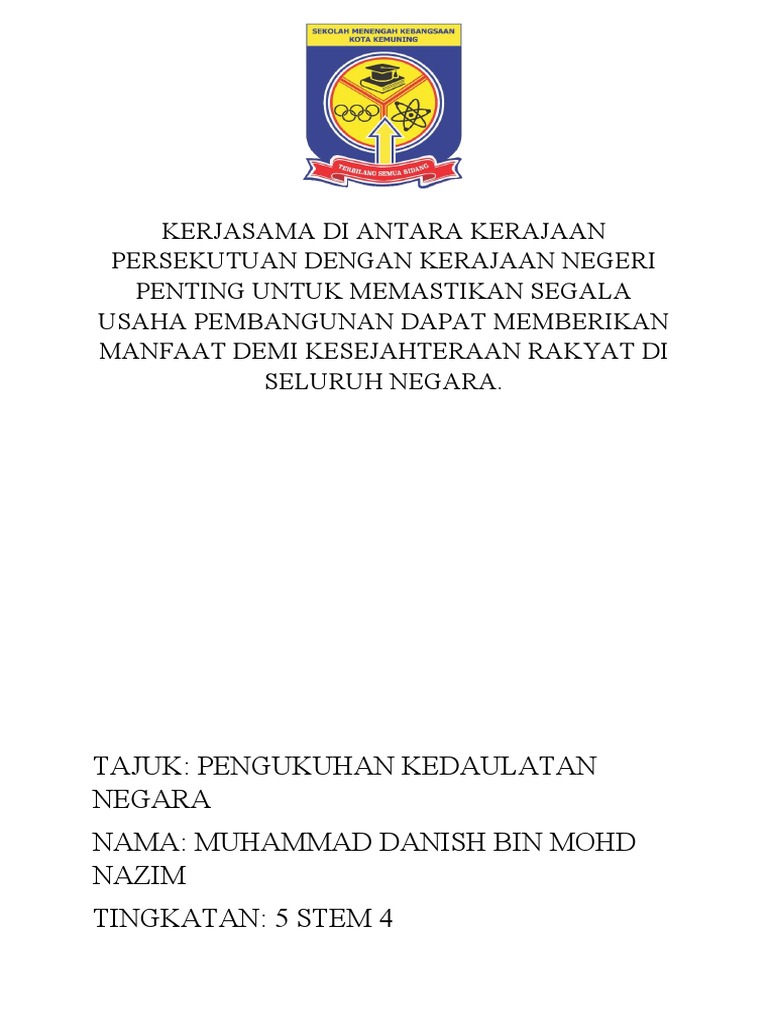 Kerjasama Di Antara Kerajaan Persekutuan Dengan Kerajaan Negeri Penting Untuk Memastikan Segala ...