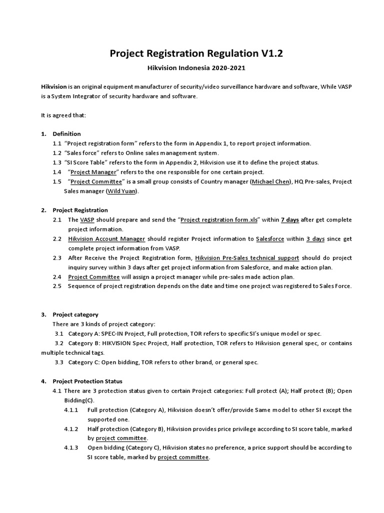 Project Registration Regulation 2020 | PDF