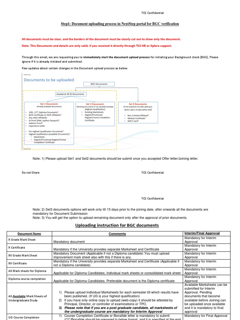 Step2 Document Uploading Process in NextStep Portal For BGC Verification | PDF